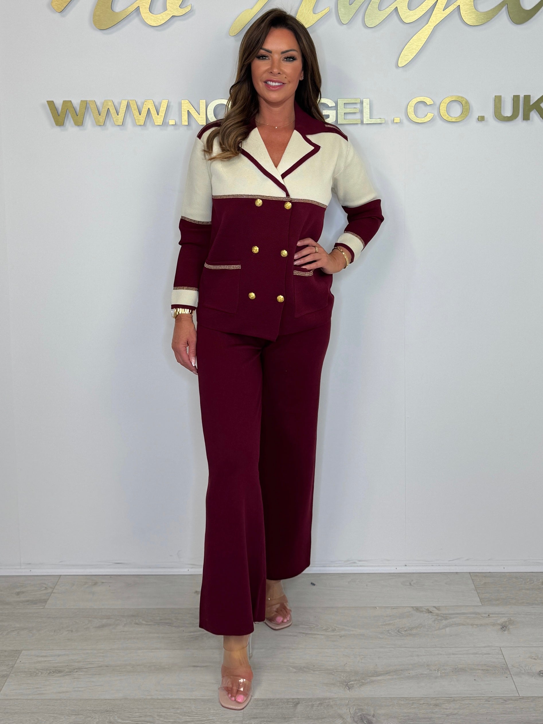 Block Pattern Gold Stitch Button Up Co-Ord (2 Colours) – No Angel Clothing