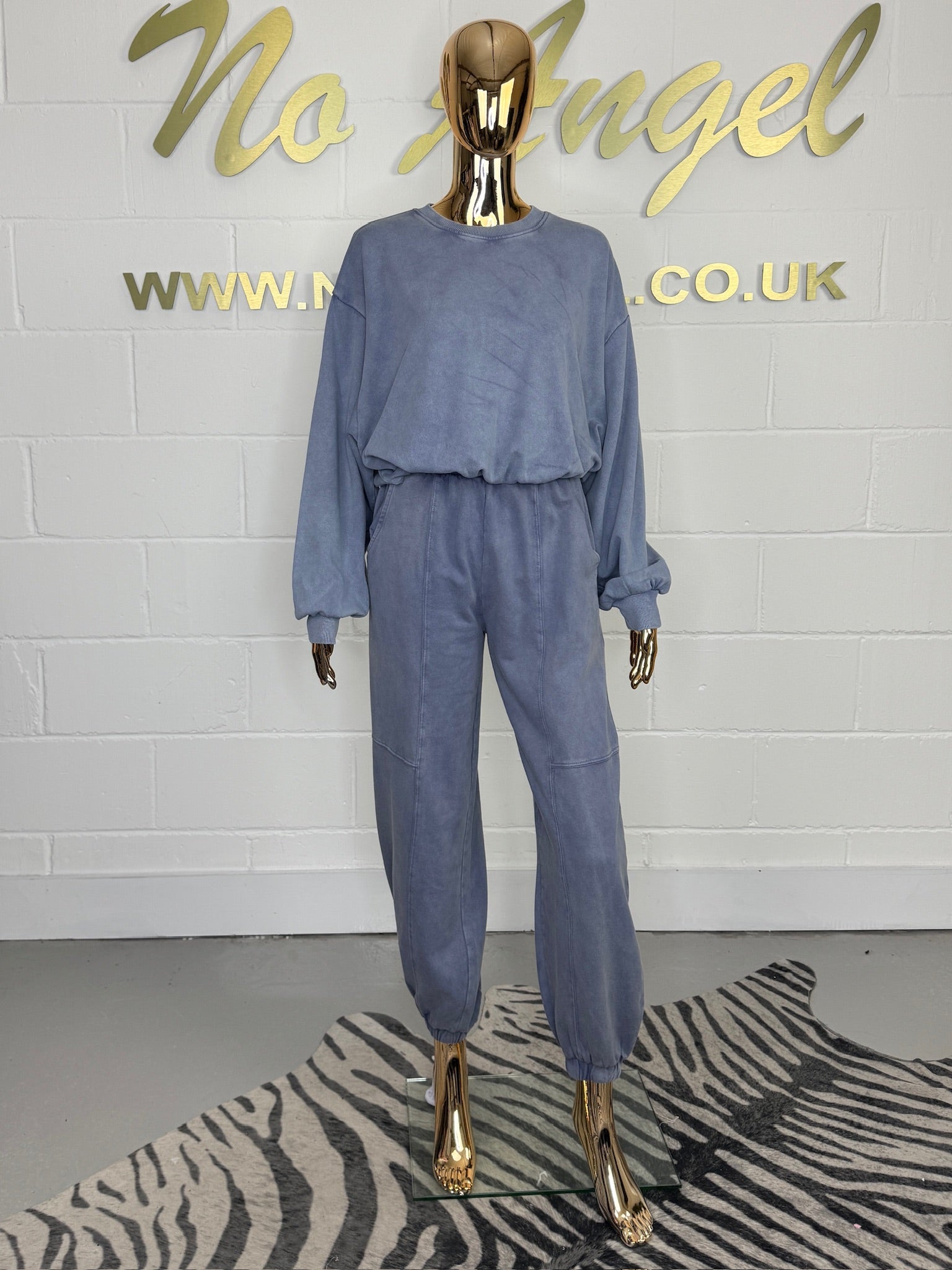 Long Sleeve Acid Washed Cropped Elasticated Tracksuit (3 Colours) – No ...
