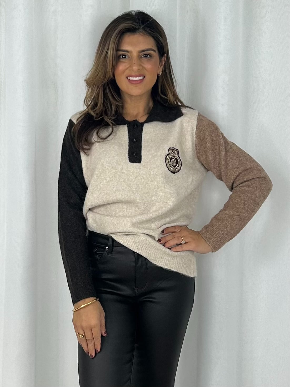 Soft Knit Embroidered Badge Detail Jumper (2 Colours) – No Angel Clothing