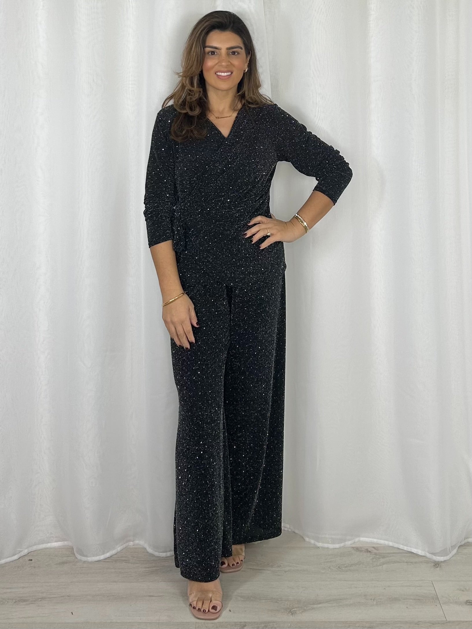 Scattered Diamante Cross Over Tie Front Co-Ord (2 Colours) – No Angel ...