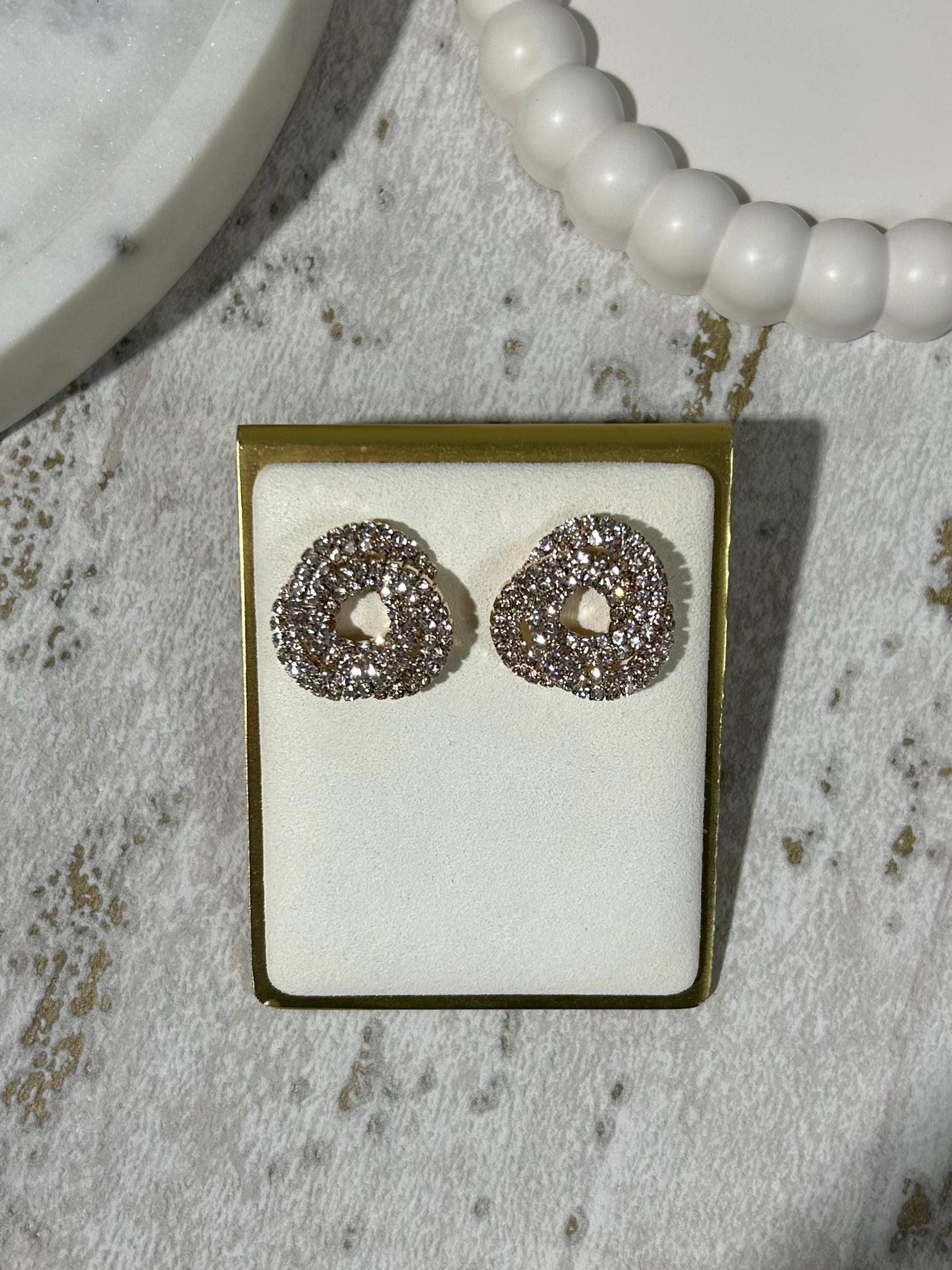 Interlock Circle Diamante Stud Earrings (2 Colours) – No Angel Clothing