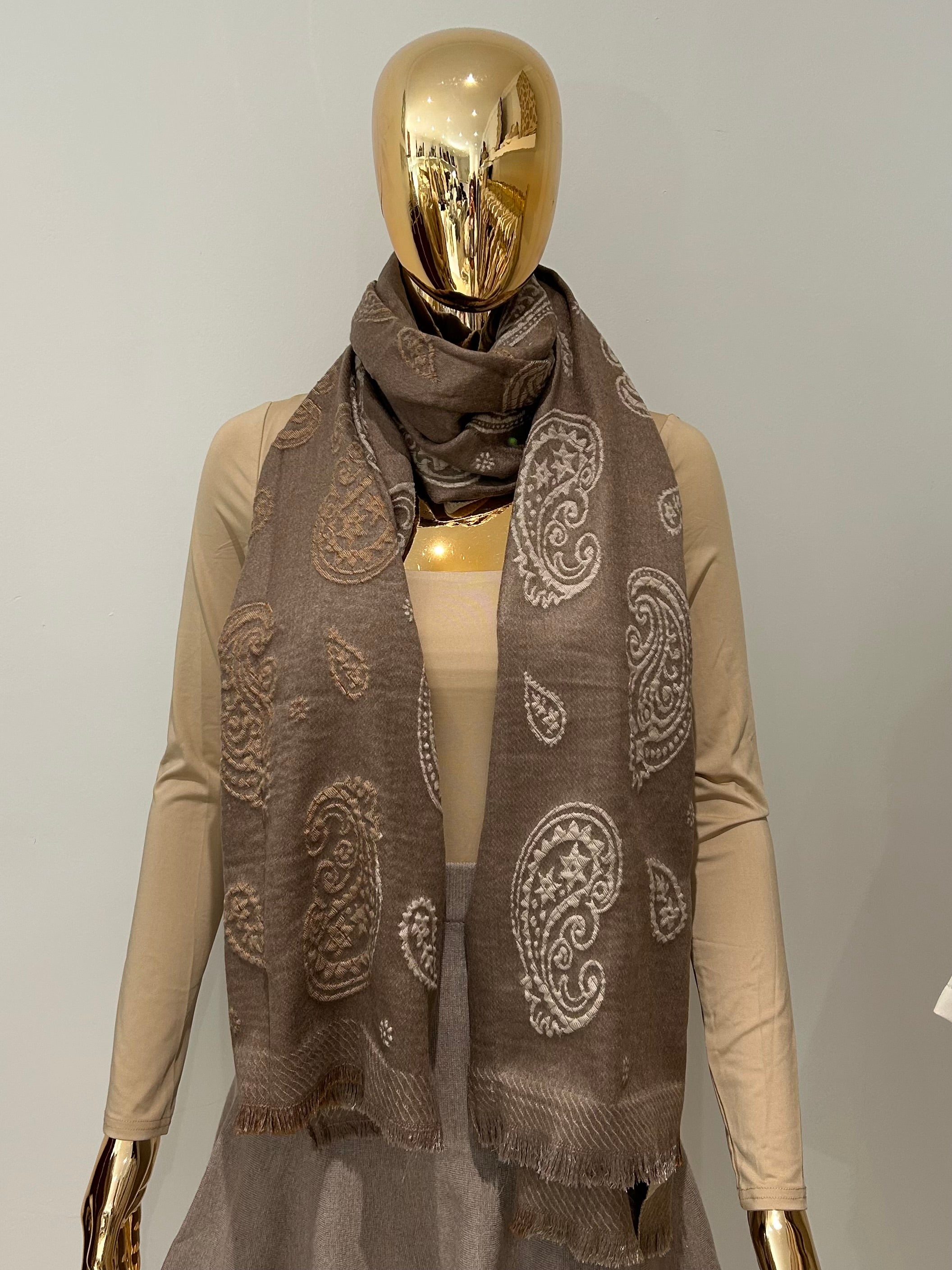 2 Toned Swirl Detail Frayed Edge Scarf (3 Colours) – No Angel Clothing