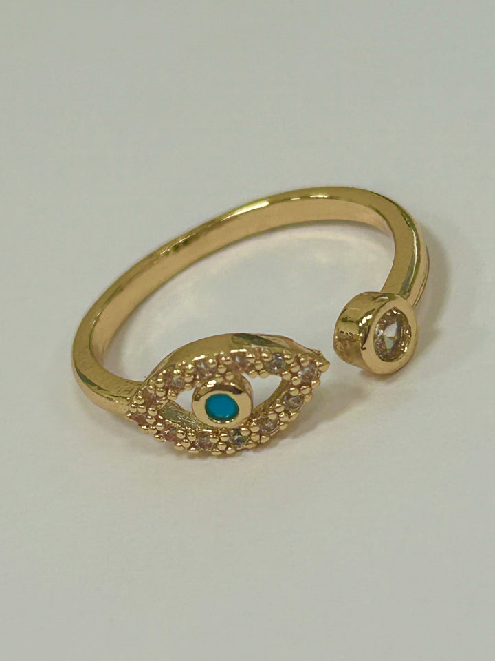 Adjustable Evil eye Gold Ring – No Angel Clothing