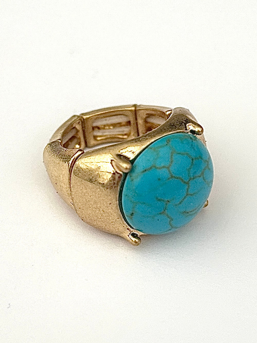 Gold Adjustable Turquoise Stone Ring – No Angel Clothing